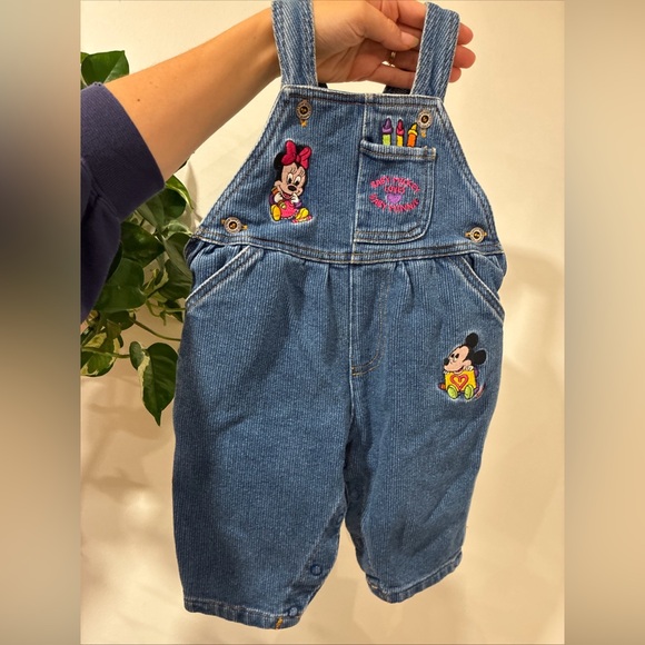 Disney | Bottoms | Vtg 9s Baby Minnie And Mickey Mouse Denim Overalls ...